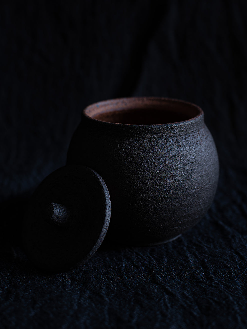 Japanese Shigaraki Lidded Salt Pot - Charcoal – Mujo Store